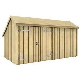 Gartenhaus Plus "Multi", beige (natur), Holzwerkstoff, Gartenh&auml;user, Gartenhaus, Gartenhaus 10,5 m2, mit Doppelt&uuml;r, Dachpappe/Aluleisten/H-F&uuml;&szlig;e