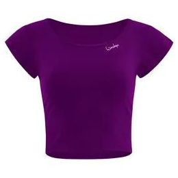 Crop-Top WINSHAPE "AET137LS", Damen, Gr. XXL, lila (schwarz plum), 85% Polyester, 15% Elasthan, Rundhals, Tops, Functional Light and Soft Cropped