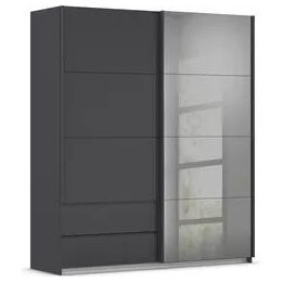 Schwebet&uuml;renschrank Rauch "Kleiderschrank Schrank Garderobe ELARA Glast&uuml;r/Grauspiegel", grau (graumetallic, grauspiegel), B:181cm H:210cm T:62cm, Holzwerkstoff, Schr&auml;nke, Schwebet&uuml;renschrank, praktische Schubladen optional farblich abgesetzt MADE IN GERMANY