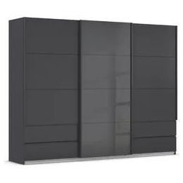 Schwebet&uuml;renschrank Rauch "Kleiderschrank Schrank Garderobe ELARA Glast&uuml;r/Grauspiegel", grau (graumetallic, glas basalt), B:271cm H:210cm T:62cm, Holzwerkstoff, Schr&auml;nke, Schwebet&uuml;renschrank, praktische Schubladen optional farblich abgesetzt MADE IN GERMANY