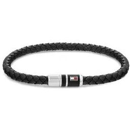Armband Tommy Hilfiger "Schmuck Edelstahl Armschmuck Lederarmband CASUAL", bunt (schwarz, edelstahlfarben, wei&szlig;, blau, rot), Armb&auml;nder, Herren, 19cm, Edelstahl Leder, Edelstahl, Leder, Armband