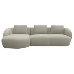 Wohnlandschaft FLEXLUX "Torino, rund, L-Form, Sofa-Ecke mit Recamiere, Longchair-Sofa", beige (natural), B:276cm H:85cm T:146cm, Sofas, Wohnlandschaft, Modernes, organisches Sofa-Design, Kaltschaum, Wellenunterfederung