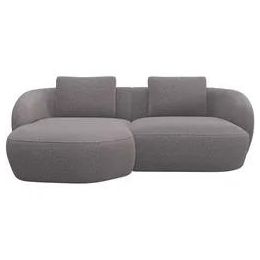 Wohnlandschaft FLEXLUX "Torino, rund, L-Form, Sofa-Ecke mit Recamiere, Longchair-Sofa", braun (latte), B:217cm H:85cm T:146cm, 100% Polyester, Sofas, Wohnlandschaft, Modernes, organisches Sofa-Design, Kaltschaum, Wellenunterfederung