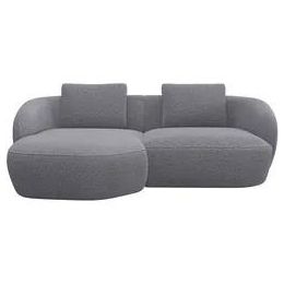 Wohnlandschaft FLEXLUX "Torino, rund, L-Form, Sofa-Ecke mit Recamiere, Longchair-Sofa", grau (steel), B:217cm H:85cm T:146cm, 100% Polyester, Sofas, Wohnlandschaft, Modernes, organisches Sofa-Design, Kaltschaum, Wellenunterfederung
