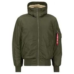 Bomberjacke Alpha Industries "MA-1 Hooded", Herren, Gr. M, gr&uuml;n (dunkelgr&uuml;n), Obermaterial: 100% Nylon, Futter: 100% Nylon, Kapuzenfutter: 100% Polyester, F&uuml;llung: 100% Polyester, Jacken Bomberjacke