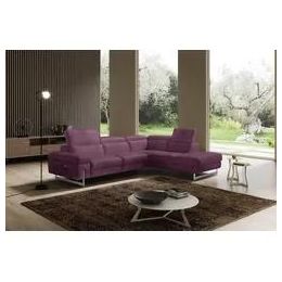 Ecksofa Egoitaliano "Candice, elegant, edel und bequem, erstklassiger Sitzkomfort, L-Form", lila (plum), B:278cm H:100cm T:221cm, Sofas, Ecksofa, inkl. 2 elektrischer Relaxfunktionen, Bedienung &uuml;ber Taste an Armlehne