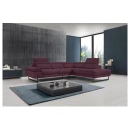 Ecksofa Egoitaliano "Queenie, extravagantes Sofa mit erstklassigem Sitzkomfort, L-Form", lila (plum), B:284cm H:95cm T:108cm, Luxus-Microfaser (100% Polyester) Leder &raquo;BULL&laquo; (echtes Rindsleder). Geschliffenes, pigmentiertes und behandeltes Rindsleder mit einer Dicke von 1, 3-1, 5 mm. Dieses Leder zeigt eine ziemlich weiche Hand mit einem halb undurchsichtigen Aussehen. Es handelt sich um ein gesch&uuml;