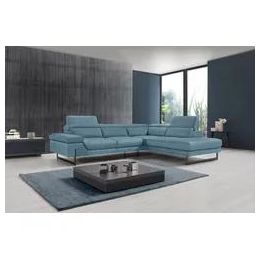 Ecksofa Egoitaliano "Queenie, extravagantes Sofa mit erstklassigem Sitzkomfort, L-Form", blau (hellblau), B:284cm H:95cm T:108cm, Luxus-Microfaser (100% Polyester) Leder &raquo;BULL&laquo; (echtes Rindsleder). Geschliffenes, pigmentiertes und behandeltes Rindsleder mit einer Dicke von 1, 3-1, 5 mm. Dieses Leder zeigt eine ziemlich weiche Hand mit einem halb undurchsichtigen Aussehen. Es handelt sich um ein ge