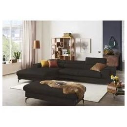 Ecksofa W.Schillig "piedroo, Designsofa mit tollem Sitzkomfort, bequem und elegant, L-Form", braun (braun z59), B:343cm H:70cm T:193cm, Longlife Xtra-Leder Z59: Glattleder mit modischer Pr&auml;gung. Hautst&auml;rke 0, 9 - 1, 1 mm, Sofas, Ecksofa, Kopfteilverstellung, wahlweise mit Sitztiefenverstellung, Breite 343cm