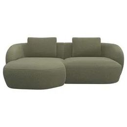 Wohnlandschaft FLEXLUX "Torino, rund, L-Form, Sofa-Ecke mit Recamiere, Longchair-Sofa", gr&uuml;n (moss), B:217cm H:85cm T:146cm, 100% Polyester, Sofas, Wohnlandschaft, Modernes, organisches Sofa-Design, Kaltschaum, Wellenunterfederung