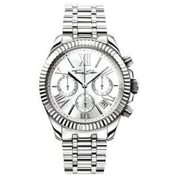 Chronograph Thomas Sabo "DIVINE CHRONO", silber (silberfarben, silberfarben), Armbanduhren, Damen, Chronograph, Quarzuhr, Armbanduhr, Damen, Datum, Stoppfunktion, 12/24-Std.-Anzeige