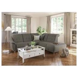 Ecksofa Home Affaire "Boston L-Form", grau (delphin), B:272cm, Struktur (100% Polyester);Luxus-Microfaser Florence (100% Polyester);Chenille (100% Polyester);NaturLEDER (reines Rindsleder), Sofas, Ecksofa, Kopfteilverstellung an jeder Sitzfl&auml;che, wahlweise Relaxfunktion
