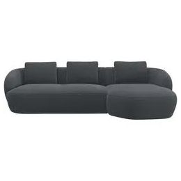 Wohnlandschaft FLEXLUX "Torino, rund, L-Form, Sofa-Ecke mit Recamiere, Longchair-Sofa", grau (anthrazit), B:276cm H:85cm T:146cm, Sofas, Wohnlandschaft, Modernes, organisches Sofa-Design, Kaltschaum, Wellenunterfederung