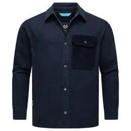 Outdoorhemd Ragwear "Garwend", Herren, Gr. M (50), Normalgr&ouml;&szlig;en, blau (navy), Material: 100% Baumwolle, gerade Po-bedeckend, hoch geschlossener Ausschnitt, Krempel&auml;rmel,mit Kn&ouml;pfen,&Auml;rmel mit &Auml;rmelschlitz abgesteppte Kante mit Kn&ouml;pfen, Hemden, Stylisches Herren Holzf&auml;llerhemd mit Brusttasche