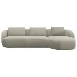 Wohnlandschaft FLEXLUX "Torino, rund, L-Form, Sofa-Ecke mit Recamiere, Longchair-Sofa", beige (natural), B:307cm H:85cm T:146cm, 100% Polyester, Sofas, Wohnlandschaft, Modernes, organisches Sofa-Design, Kaltschaum, Wellenunterfederung