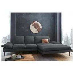 Ecksofa W.Schillig "enjoy&MORE, Designsofa, elegant und bequem, L-Form", schwarz (schwarz z59), B:310cm H:87cm T:185cm, Chenille-Flachgewebe R66 (85% Polyester, 15% Nylon);Longlife Xtra-Leder Z59: Glattleder mit modischer Pr&auml;gung. Hautst&auml;rke 0, 9 - 1, 1 mm;Stoff S37 (100% Polyester), Sofas, Ecksofa, Sitztiefenverstellung, F&uuml;&szlig;e schwarz pulverbeschichtet, Breite 310 cm
