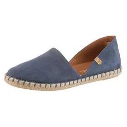 Espadrille VERBENAS "CARMEN SERRAJE", Damen, Gr. 35, blau (jeansblau), Veloursleder, Schuhe Espadrille, Schlupfschuh, Sommerschuh, Loafer mit typischem Jute-Rahmen