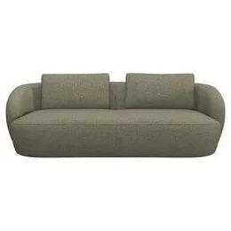 3-Sitzer FLEXLUX "Torino, rund und bequem, Couch, Dreisitzer", gr&uuml;n (fall gr&uuml;n), B:217cm H:85cm T:102cm, 62% Polyester, 17% Cotton, 14% Viscose, 7% Linen, Sofas, Modernes, organisches Sofa-Design, Kaltschaum, Wellenunterfederung