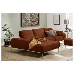 Ecksofa W.Schillig "run, Designsofa mit tollem Sitzkomfort, bequem, L-Form", orange (terracotta w82), B:319cm H:88cm T:178cm, Longlife Xtra-Leder Z73: Naturwalkleder der Luxusklasse aus den erlesensten Rohh&auml;uten. Hautst&auml;rke 1, 1 &ndash; 1, 3 mm;ROHLEDER Jacquard-Flachgewebe Q2 W60 (63% Polyester, 37% Polyacryl);ROHLEDER Chenille-Flachgewebe Q2 W77 (68% Polyacryl, 32% Polyester);Stoff S37 (100% Polyester