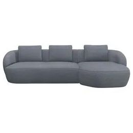 Wohnlandschaft FLEXLUX "Torino, rund, L-Form, Sofa-Ecke mit Recamiere, Longchair-Sofa", blau (navy blau), B:276cm H:85cm T:146cm, Sofas, Wohnlandschaft, Modernes, organisches Sofa-Design, Kaltschaum, Wellenunterfederung