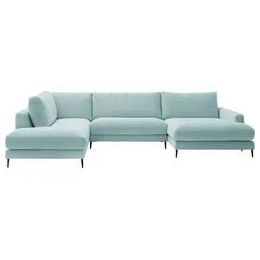 Wohnlandschaft Home Affaire "Downtown XXL B/T/H: 341/223/84 cm Loungem&ouml;bel zum Relaxen", blau (hellblau), B:341cm H:84cm T:223cm, 88% Polyester, 12% Polyacryl, Sofas, Wohnlandschaft, weicher Sitzkomfort, Cord-Bezug, weicher Sitzkomfort U-Form