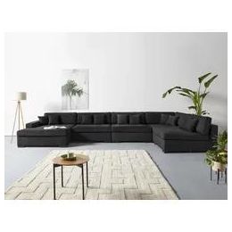 Wohnlandschaft Home Affaire "Skara XXL U-Form", grau (anthrazit), B:510cm H:86cm T:250cm, 100% Polyester, Sofas, Wohnlandschaft, Lounge-Sofa XXL mit Federkern-Polsterung, in vielen Bezugsvarianten