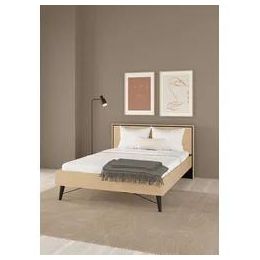 Bett Andas "Ry Bettrahmen, Bettgestell, Doppelbett", braun (jackson hickory), B:152,6cm H:91,3cm L:206cm, Betten, Bett, mit hohem Kopfteil, Beine aus Vollholz