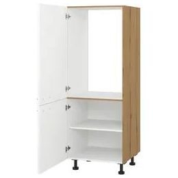K&uuml;hlumbauschrank KOCHSTATION "KS-Scafa" mit T&uuml;r f&uuml;r integrierten K&uuml;hlschrank 880mm", wei&szlig; (wei&szlig;, eiche astig), B:60cm H:150cm T:56cm, Schr&auml;nke, Breite/H&ouml;he: 60/150 cm, wahlweise T&uuml;ranschlag rechts oder links