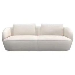 3-Sitzer FLEXLUX "Torino, rund und bequem, Couch, Dreisitzer", beige (vanilla cream), B:217cm H:85cm T:102cm, 100% Polyester, Sofas, Modernes, organisches Sofa-Design, Kaltschaum, Wellenunterfederung