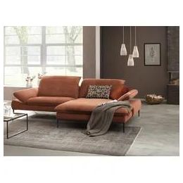 Ecksofa W.Schillig "enjoy&MORE", orange (living coral w82), B:294cm H:87cm T:185cm, Schlingenpolgewebe W82 (74% Polyacryl, 26% Polyester), Sofas, Ecksofa, in Living coral, F&uuml;&szlig;e schwarz pulverbeschichtet, Breite 294 cm