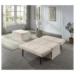Schlafsofa "Finn", beige (creme), B:100cm H:43cm T:70cm, 100% PES, ATLANTIC HOME COLLECTION, Sofas, Schlafsofa, wandelbar zum Loungesessel, Relaxliege und G&auml;stebett, inkl. Kissen