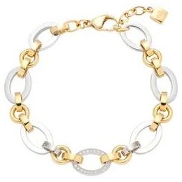 Armband Leonardo "Lena", gold (gelbgoldfarben, kristallwei&szlig;, kristallwei&szlig;), Armb&auml;nder, Damen, 21cm, Edelstahl, Armband, mit Zirkonia (synth.)