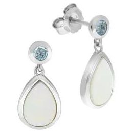 Paar Ohrh&auml;nger ZEEme "925/- Sterling Silber Blautopas Perlmutt", wei&szlig; (wei&szlig;, hellblau), Ohrringe, Damen, one-size, 0,38, Silber 925 (Sterlingsilber)