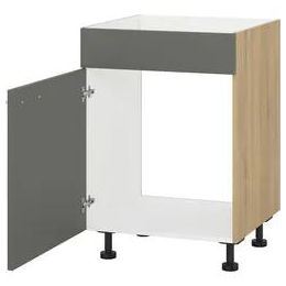 Sp&uuml;lenschrank KOCHSTATION "KS-Scafa", grau (anthrazit, bergeiche), B:60cm H:75cm T:56cm, Schr&auml;nke, Sp&uuml;lenschrank, in verschiedenen Breiten, wahlweise T&uuml;ranschlag rechts oder links