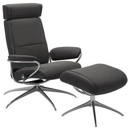 stressless "Paris" Set, Relaxsessel mit Hocker, mit Hocker, Low Back mit Kopfst&uuml;tze, mit Star Base, Gestell Chrom