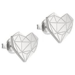 Paar Ohrstecker Liebeskind Berlin "Schmuck Geschenk Edelstahl Ohrringe Herz", silber (edelstahlfarben), Ohrringe, Damen, Edelstahl