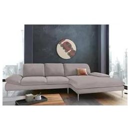 Ecksofa W.Schillig "enjoy&MORE, Designsofa, bequem, zeitlos und elegant, L-Form", grau (stone r66), B:340cm H:87cm T:185cm, Chenille-Flachgewebe R66 (85% Polyester, 15% Nylon);Longlife Xtra-Leder Z59: Glattleder mit modischer Pr&auml;gung. Hautst&auml;rke 0, 9 - 1, 1 mm;Stoff S37 (100% Polyester), Sofas, Ecksofa, mit Sitztiefenverstellung, F&uuml;&szlig;e silber matt, Breite 340 cm