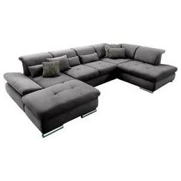 Wohnlandschaft "SO 4100 komfortable Federkernunterfederung, inkl. Kopfteilverstellung", grau (anthrazit 95), B:365cm H:80cm T:225cm, SET ONE BY Musterring, Sofas, Wohnlandschaft, wahlweise Bettfunktion und Sitztiefenverstellung, U-Form