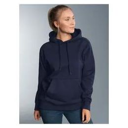 Kapuzensweatshirt TRIGEMA "TRIGEMA Hoodie aus Sweatqualit&auml;t", Damen, Gr. XXL, blau (navy), 70% Baumwolle, 30% Polyester, lang, Rundhals, Sweatshirts