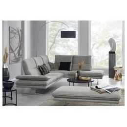 Ecksofa W.Schillig "broadway, Designsofa, mit tollem Sitzkomfort, L-Form", grau (steel s22), B:284cm H:94cm T:224cm, Flachgewebe S22 (100% Polyester), Sofas, Ecksofa, Sitztiefenverstellung, Kopfteil- & Seitenteilverstellung, Breite 284cm