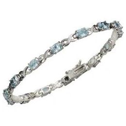Armband ZEEme "Silber 925 rhodiniert 19cm lang mit 14x Blautopas (beh.)", wei&szlig;, Armb&auml;nder, Damen, 19cm, Silber 925 (Sterlingsilber), gl&auml;nzend, Armband