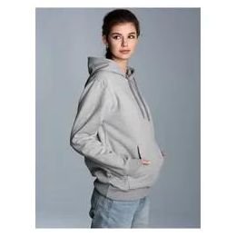 Kapuzensweatshirt TRIGEMA "TRIGEMA Hoodie aus Sweatqualit&auml;t", Damen, Gr. L, grau (grau, melange), 70% Baumwolle, 30% Polyester, lang, Rundhals, Sweatshirts