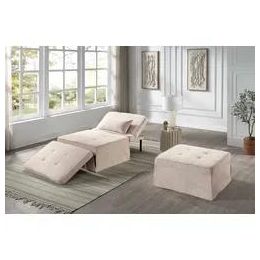 Schlafsofa "Finn", beige (creme), B:80cm H:43cm T:70cm, 100% PES, ATLANTIC HOME COLLECTION, Sofas, Schlafsofa, wandelbar zum Loungesessel, Relaxliege und G&auml;stebett, inkl. Kissen