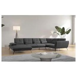 Wohnlandschaft OTTO HOME "Mikado U-Form", grau (dunkelgrau), B:376cm H:88cm T:226cm, 100% Polyester, Sofas, Wohnlandschaft, inkl. Sitztiefenverstellung und Armteilverstellung