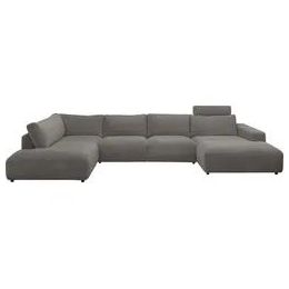 Wohnlandschaft Musterring "Lucia U-Form", grau (dunkelgrau), B:434cm H:81cm T:204cm, Sofas, Wohnlandschaft, Verschiedene Farben, Cord-Bezug, Gesamtbreite 434 cm