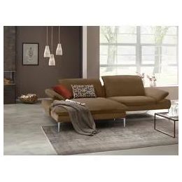 Ecksofa W.Schillig "enjoy&MORE, mit tollem Sitzkomfort, elegant und bequem, L-Form", braun (chocolate s37), B:294cm H:87cm T:185cm, Chenille-Flachgewebe R66 (85% Polyester, 15% Nylon);Longlife Xtra-Leder Z59: Glattleder mit modischer Pr&auml;gung. Hautst&auml;rke 0, 9 - 1, 1 mm;Stoff S37 (100% Polyester), Sofas, Ecksofa, mit Sitztiefenverstellung, F&uuml;&szlig;e silber matt, Breite 294 cm