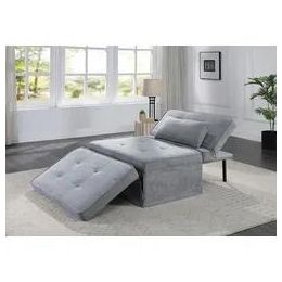 Schlafsofa "Finn", grau, B:100cm H:43cm T:70cm, 100% PES, ATLANTIC HOME COLLECTION, Sofas, Schlafsofa, wandelbar zum Loungesessel, Relaxliege und G&auml;stebett, inkl. Kissen