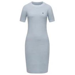 Strickkleid Ragwear "Kolya", Damen, Gr. XXL (44), Normalgr&ouml;&szlig;en, blau, Strick, Material: 100% Baumwolle, tailliert ca. Mitte Oberschenkel, Rundhals, &Auml;rmel ohne &Auml;rmelschlitz Rippstrickb&uuml;ndchen, Kleider Strickkleid, kurz&auml;rmliges Damen Midikleid in Strickoptik