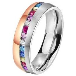 Trauring DOOSTI "Schmuck Geschenk Edelstahl Trauring Ehering Partnerring LIEBE" Gr. 62, rosa (edelstahlfarben, ros&eacute;goldfarben, mehrfarbig), Fingerringe, Damen, 62,mit Zirkonia, Edelstahl, 6mm, Trauring, wahlweise mit oder ohne Zirkonia