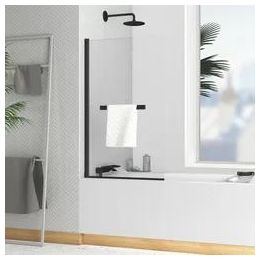 Walk-in-Dusche MARWELL "Black Touch", schwarz, H:120cm T:70cm, Duschw&auml;nde, f&uuml;r Badewanne, mit Handtuchhalter